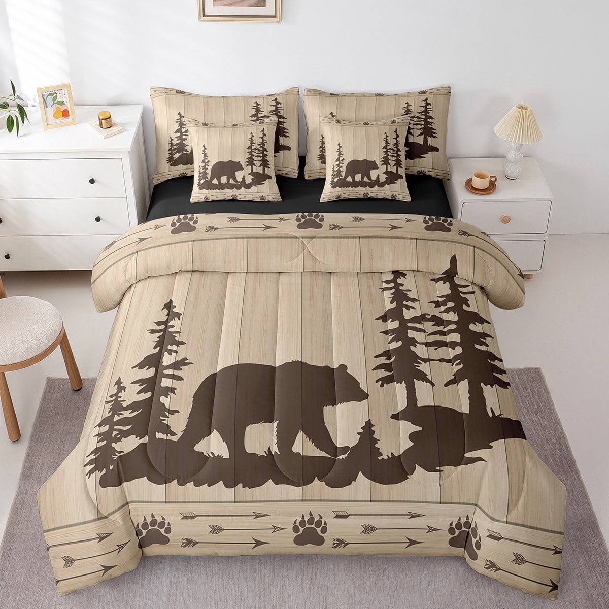 Erosebridal Wild Bear Silhouette Bed in a Bag Twin Size,Jungle Wildlife ...