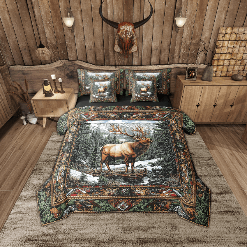 Erosebridal Wild Deer Moose Reindeer Bedding Sets Queen Size, Safari ...