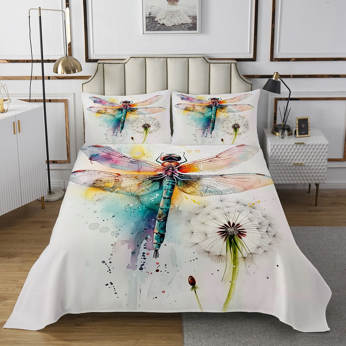 Erosebridal Wild Dragonfly Bedspread Sets Twin Size, Botanical ...