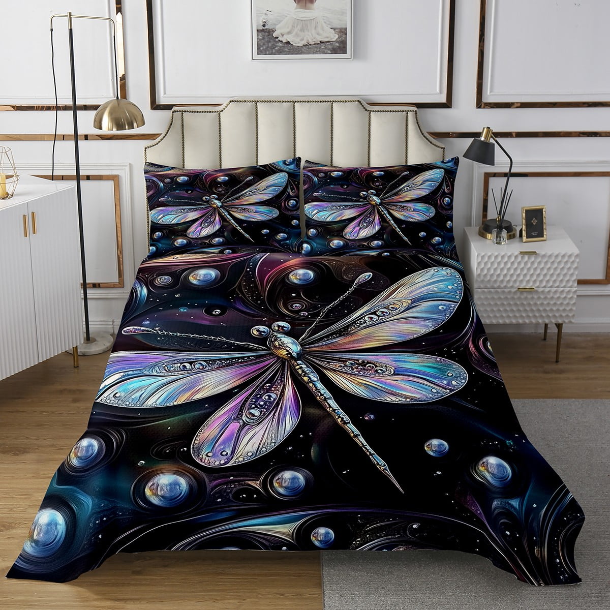 Erosebridal Wild Dragonfly Quilt Sets for Twin Size Bed, Abstract ...
