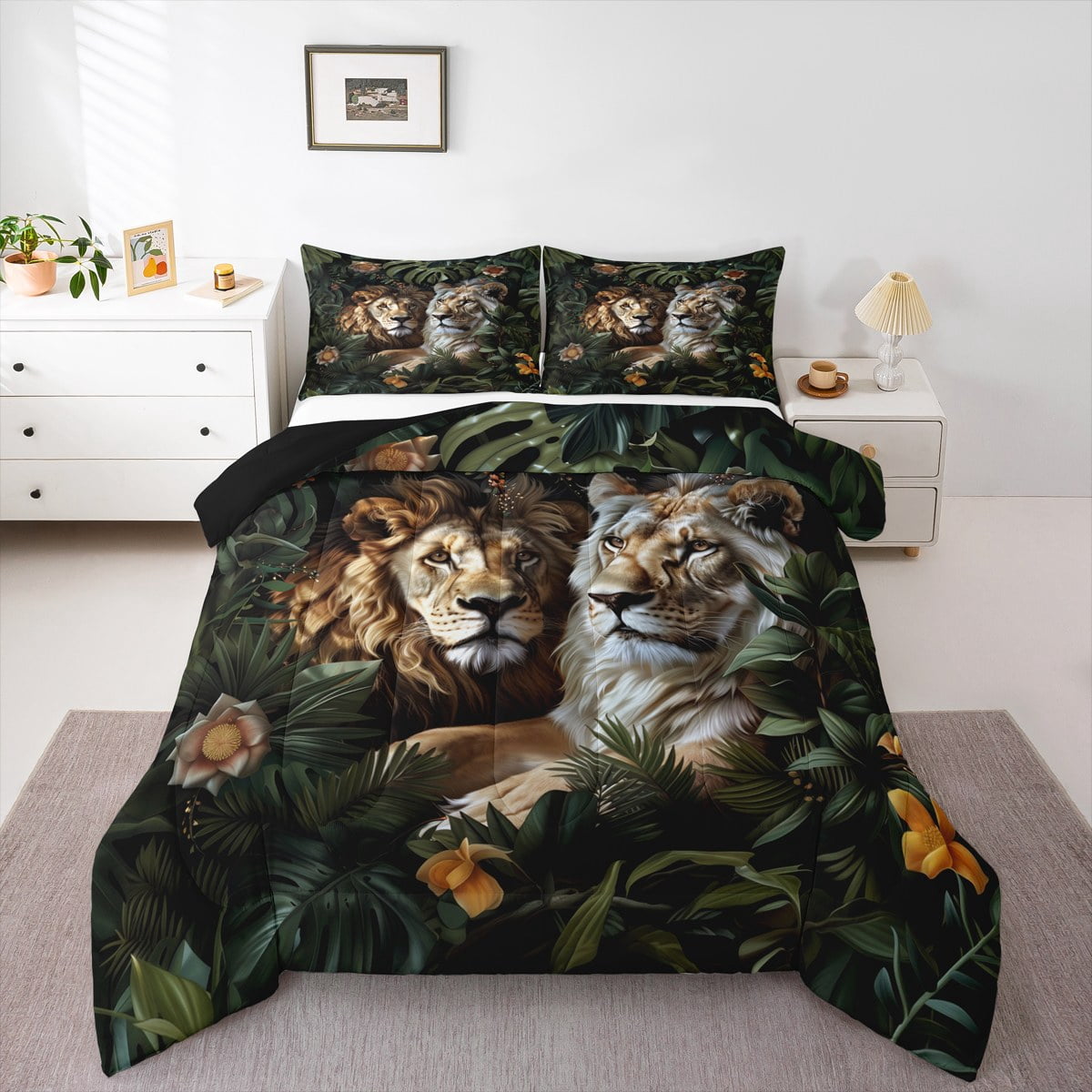Erosebridal Wild Jungle Animal Lions Bedding Full Comforter Set,Chic ...