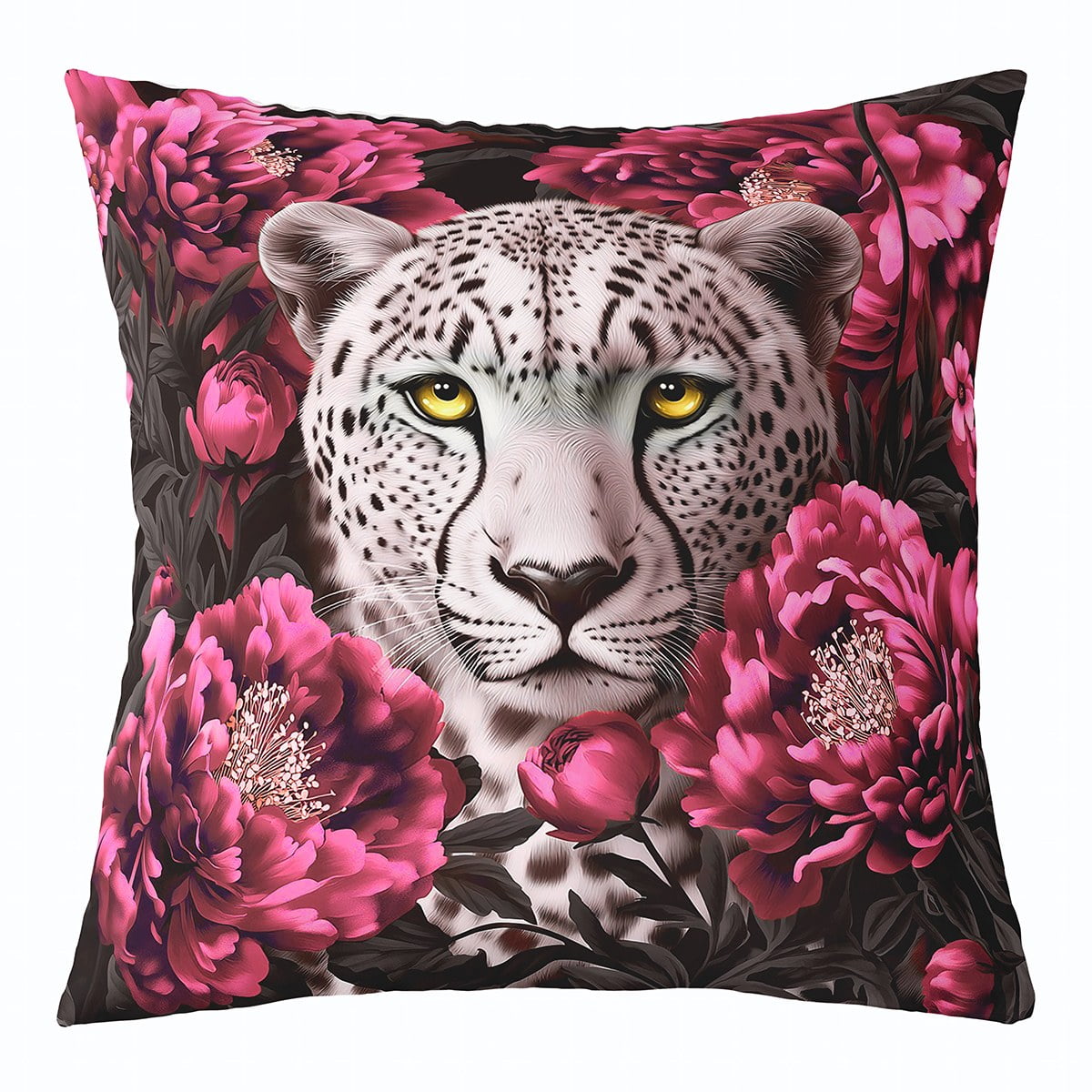 Erosebridal Wild Leopard Throw Pillow Covers 16x16, Pink Flower Pillow ...