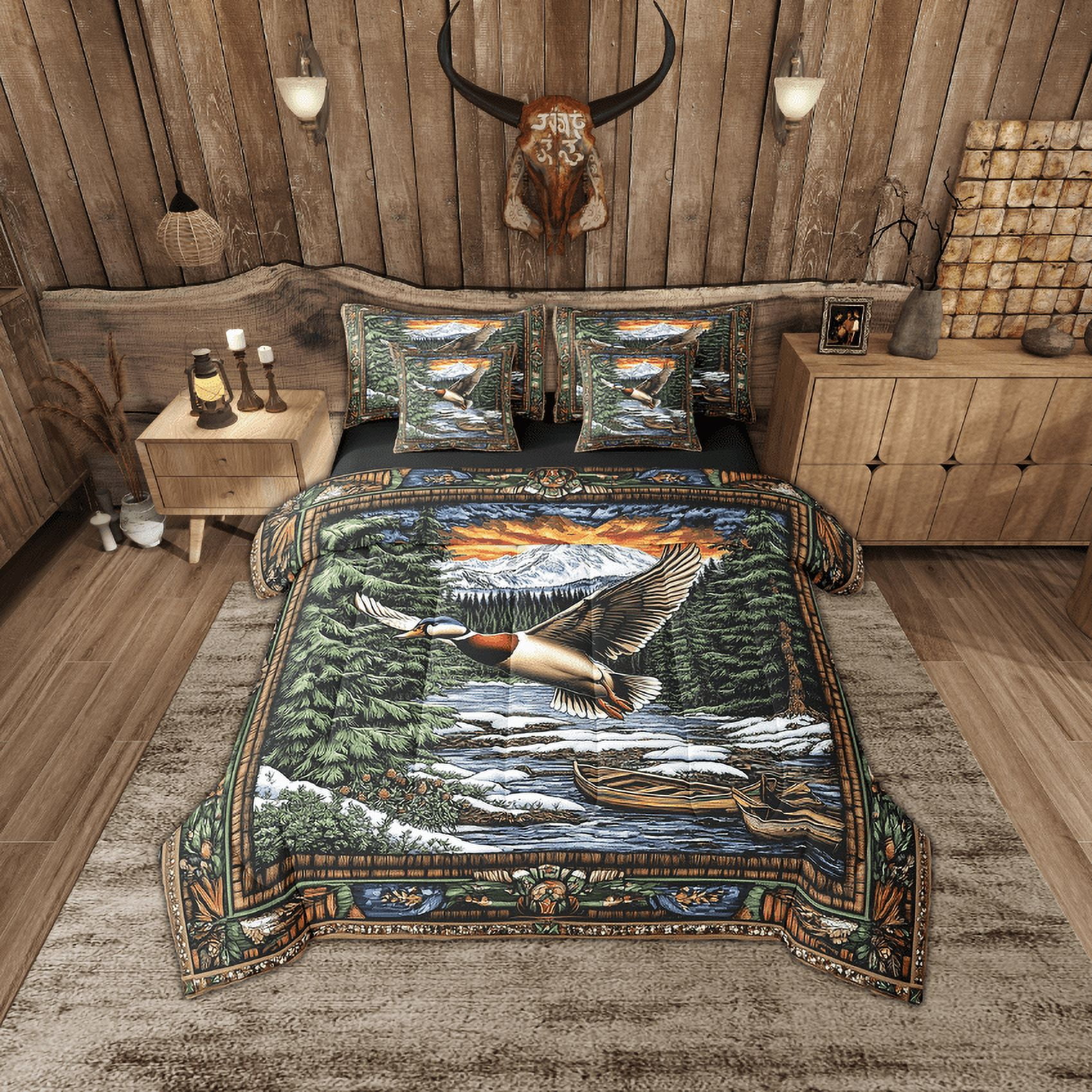 Erosebridal Wild Mallard Duck Bedding Sets Twin Size, rustic Lake House Farmhouse Comforter Sets ...