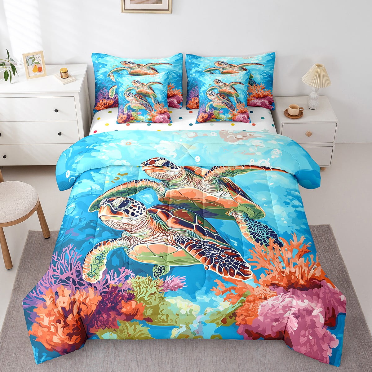 Erosebridal Sea Turtle Bedding Sets Twin Size,Underwater World ...