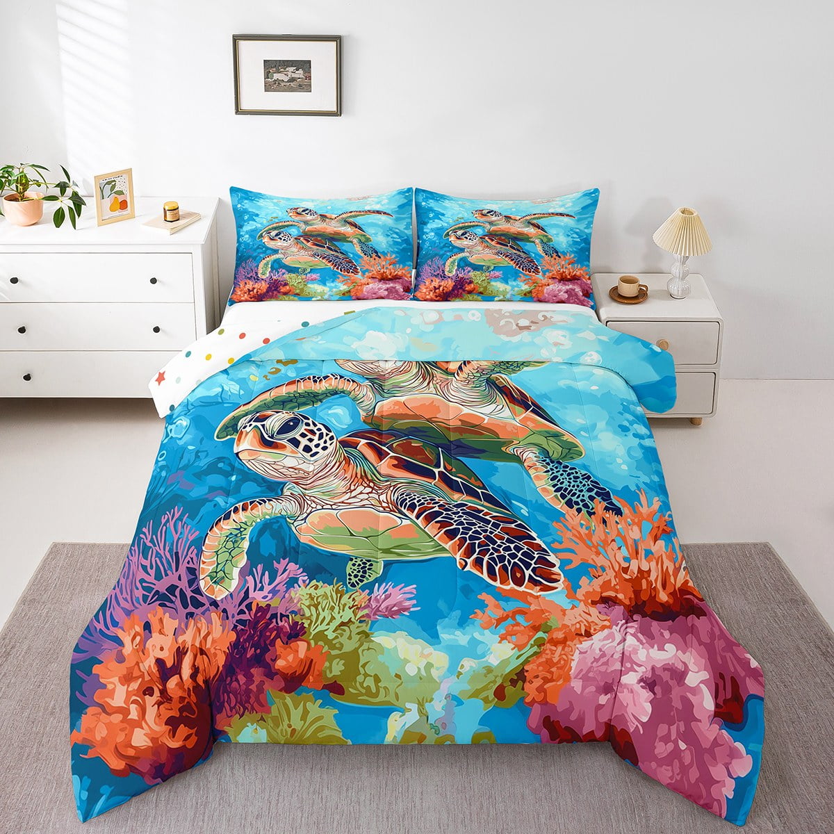Erosebridal Sea Turtle Bedding Twin Comforter Set,Underwater World Down ...
