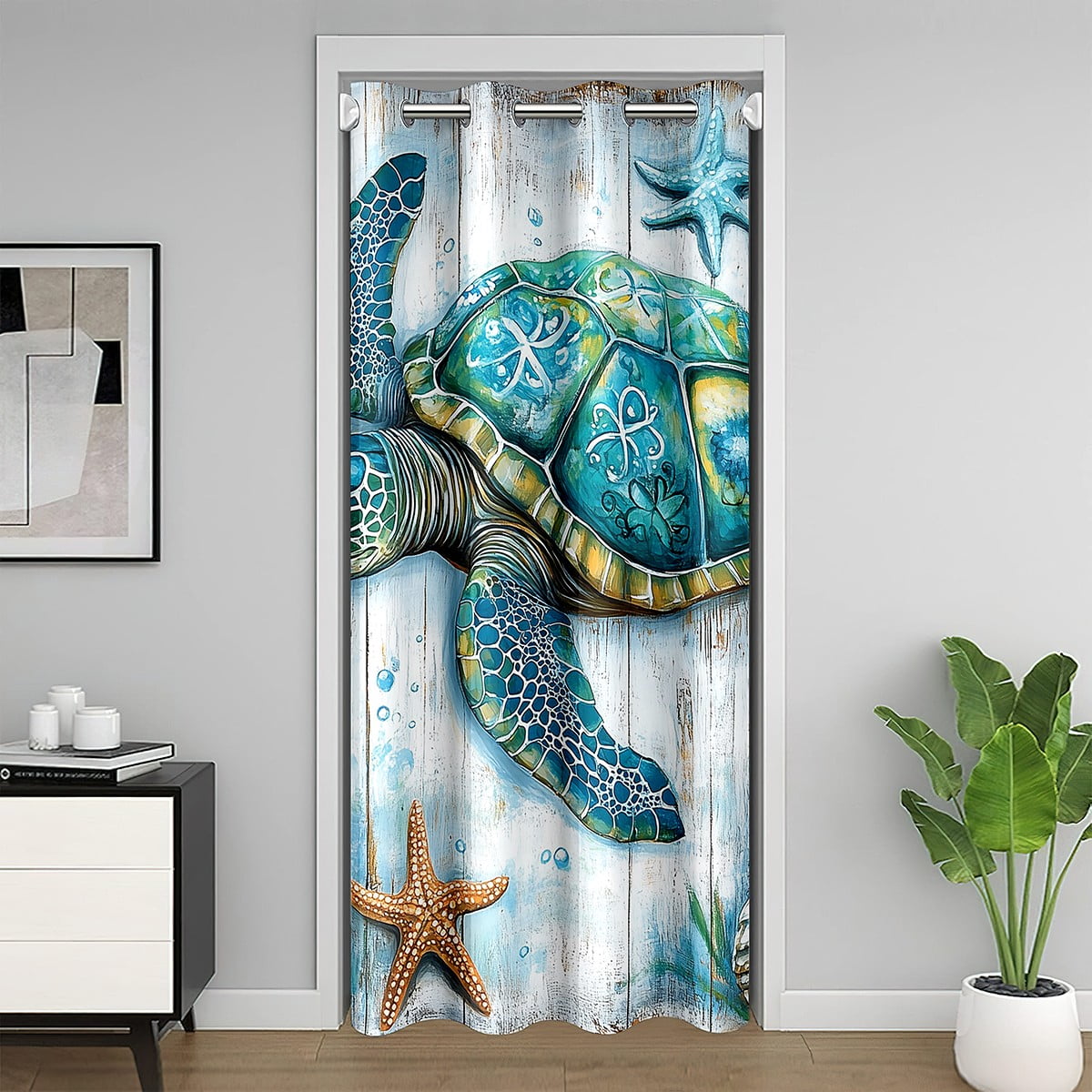 Erosebridal Sea Turtle Door Curtain For Door Window 52x80,Ocean Animal ...