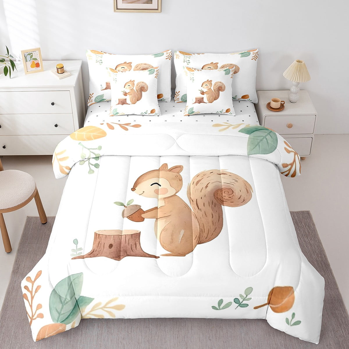 Erosebridal Wild Squirrel Bed in a Bag King Size,Cartoon Animal Bed Set ...