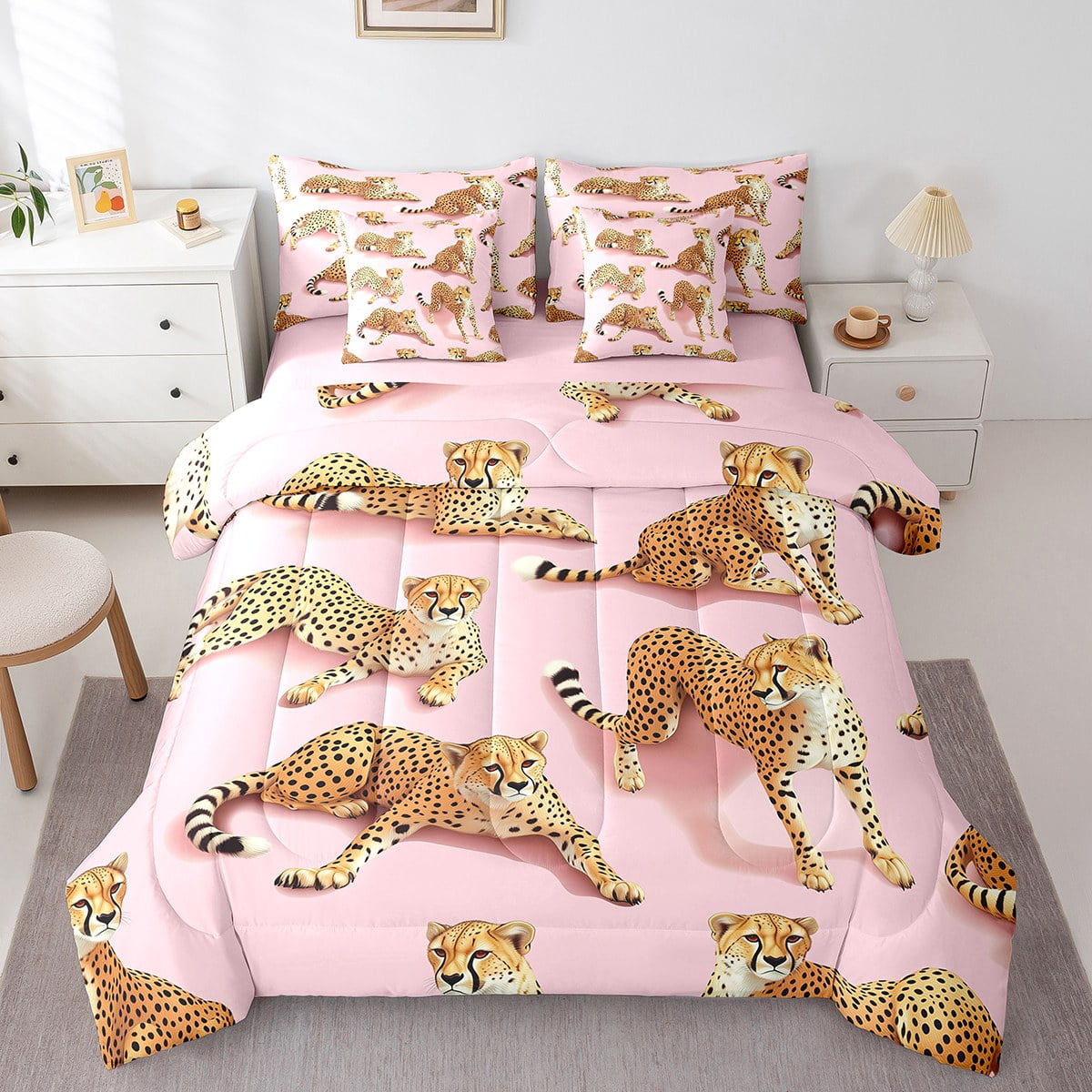 Erosebridal Wildlife Cheetah Bedding Sets King Size,Woodland Animal ...