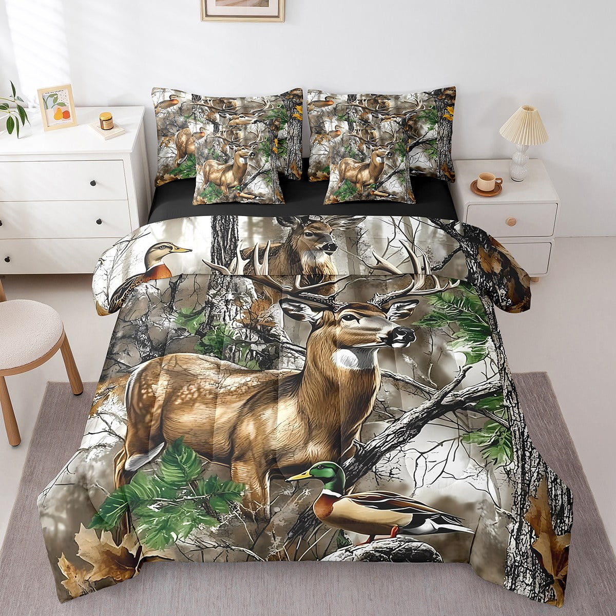 Erosebridal Wildlife Deer Bed in a Bag Full size,Animal Duck Bed Set ...