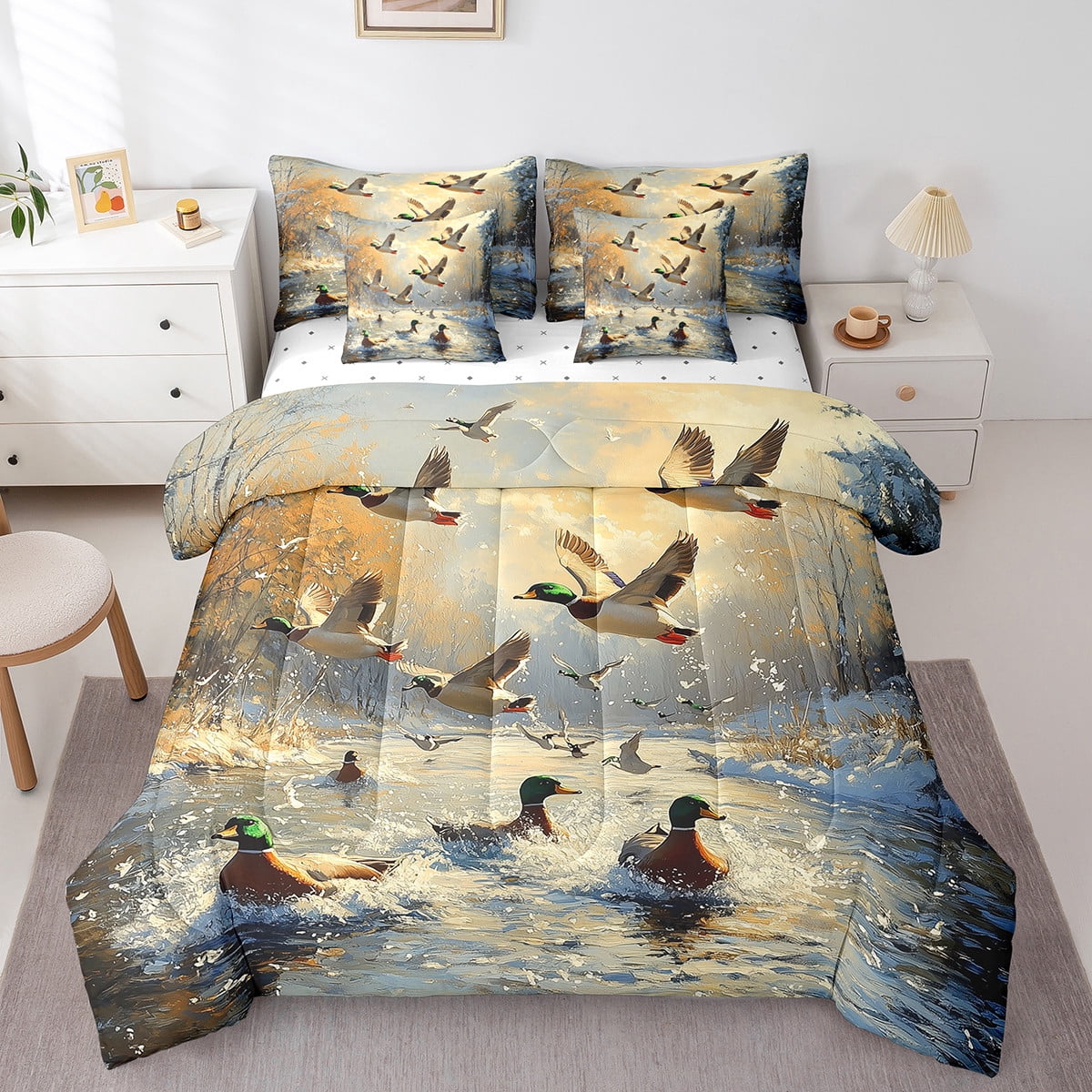 Erosebridal Wildlife Duck Bedding Sets Full Size, Oil Painting ...