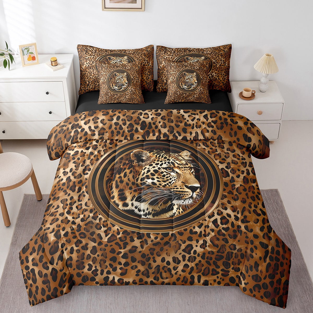 Erosebridal Wildlife Leopard Bed in a Bag King size, Cheetah Print Bed ...