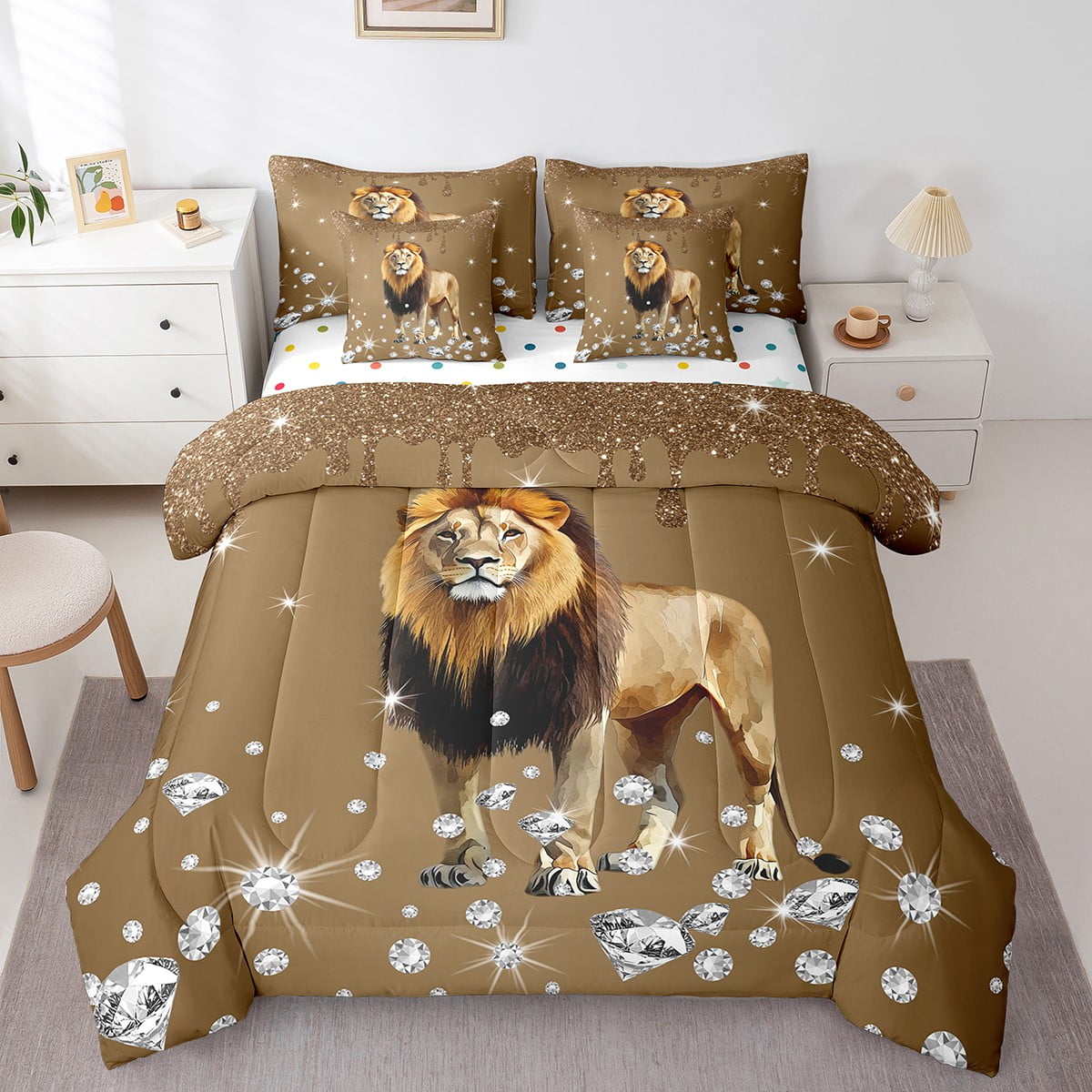 Erosebridal Wildlife Lion Bedding Sets King Size, Jungle Anmial ...