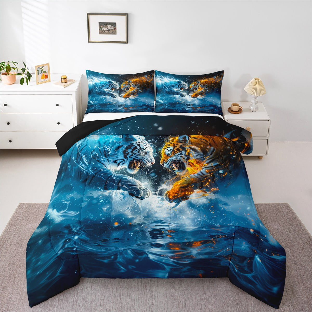 Erosebridal Wildlife Tiger Bedding Sets with Comforter, 3D Animal ...