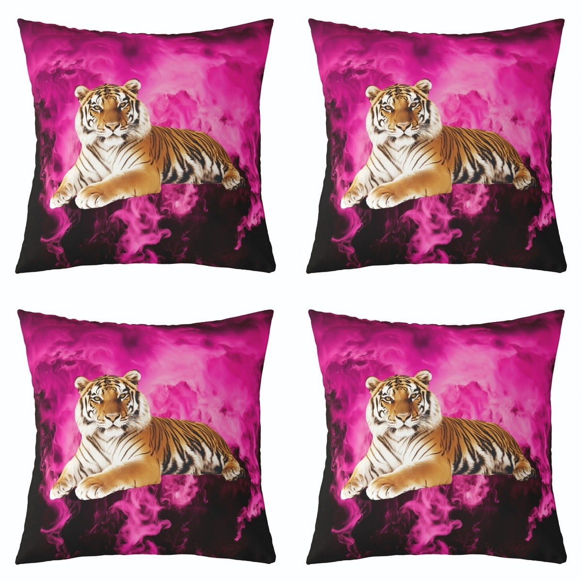 Erosebridal Wildlife Tiger Cushion Covers for Sofa Set of 4, 3D Animal ...