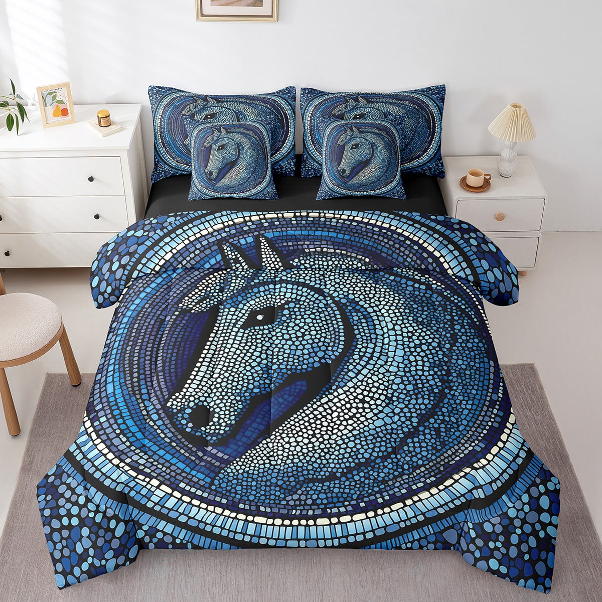 Erosebridal Wildlife Unicorn Bed in a Bag Full size,Geometric Buffalo ...