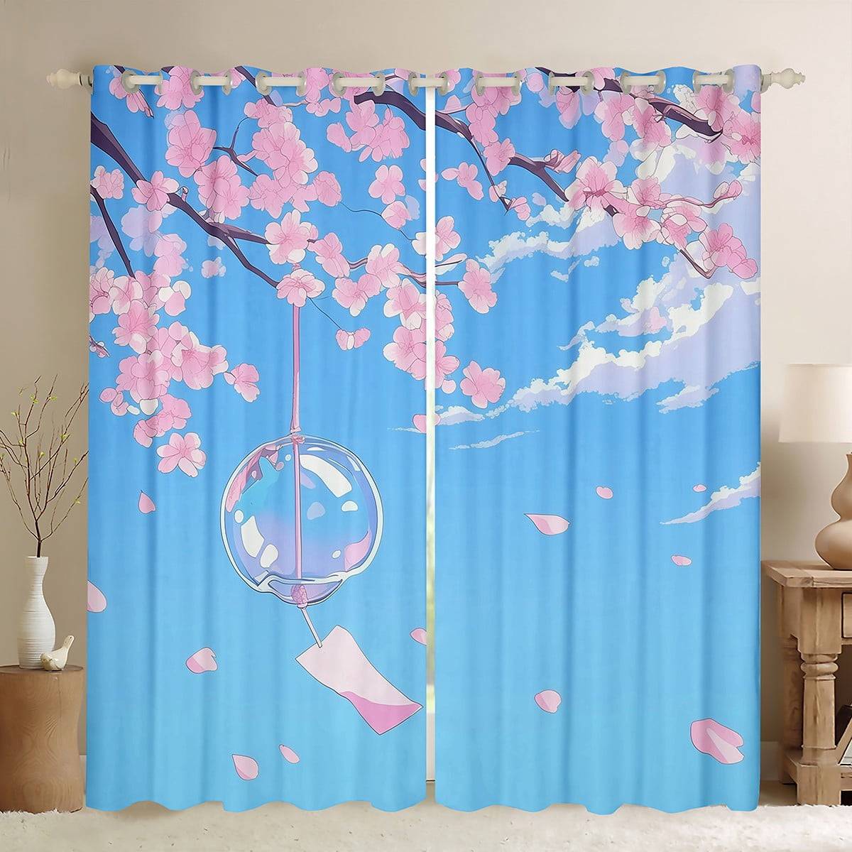 Erosebridal Wind Chimes Cherry Blossoms Curtains for Living Room ...
