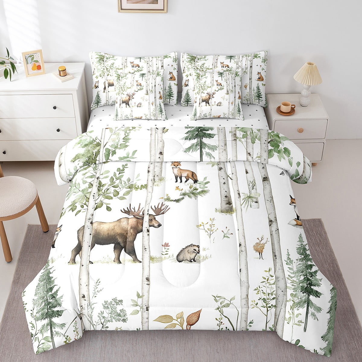 Erosebridal Woodland Animals Bedding Twin Size, Jungle Tree Comforter ...