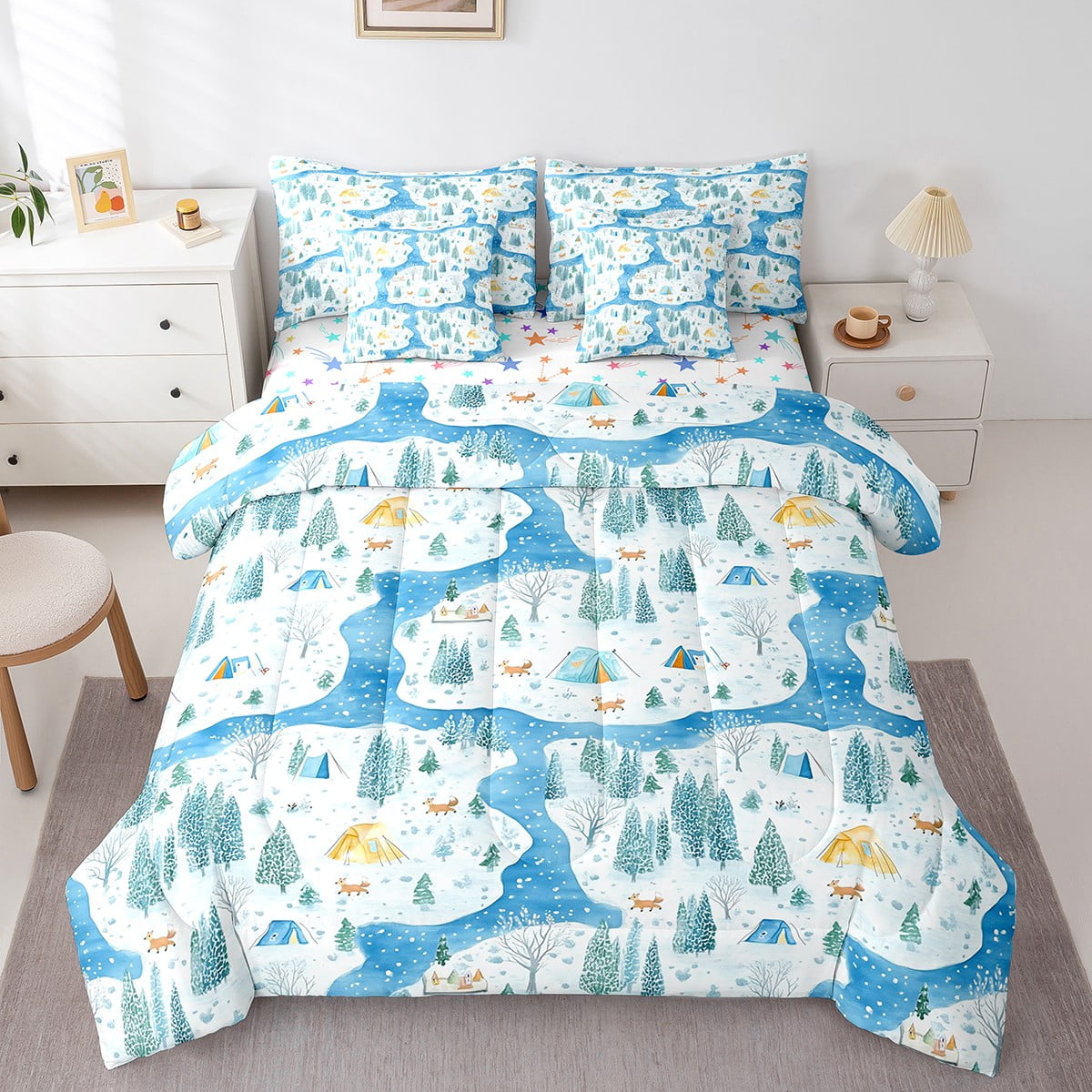 Erosebridal Woodland Camping Adventure Bed in a Bag Queen size, Cartoon ...