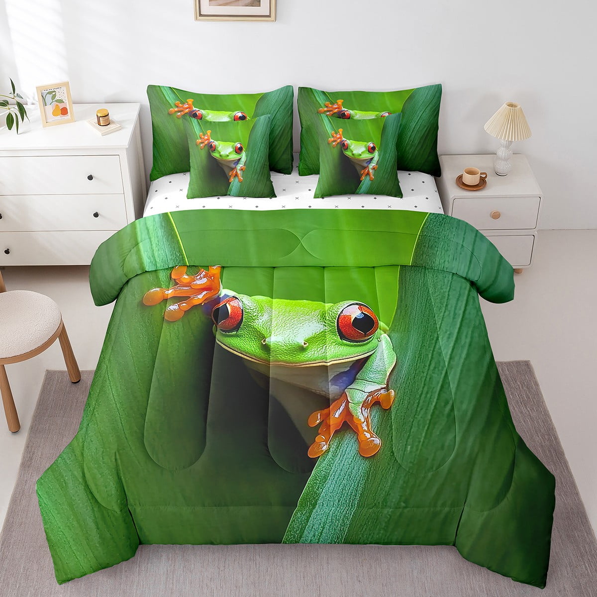 Erosebridal Woodland Frog Bedding Sets Queen Size, Jungle Wildlife ...