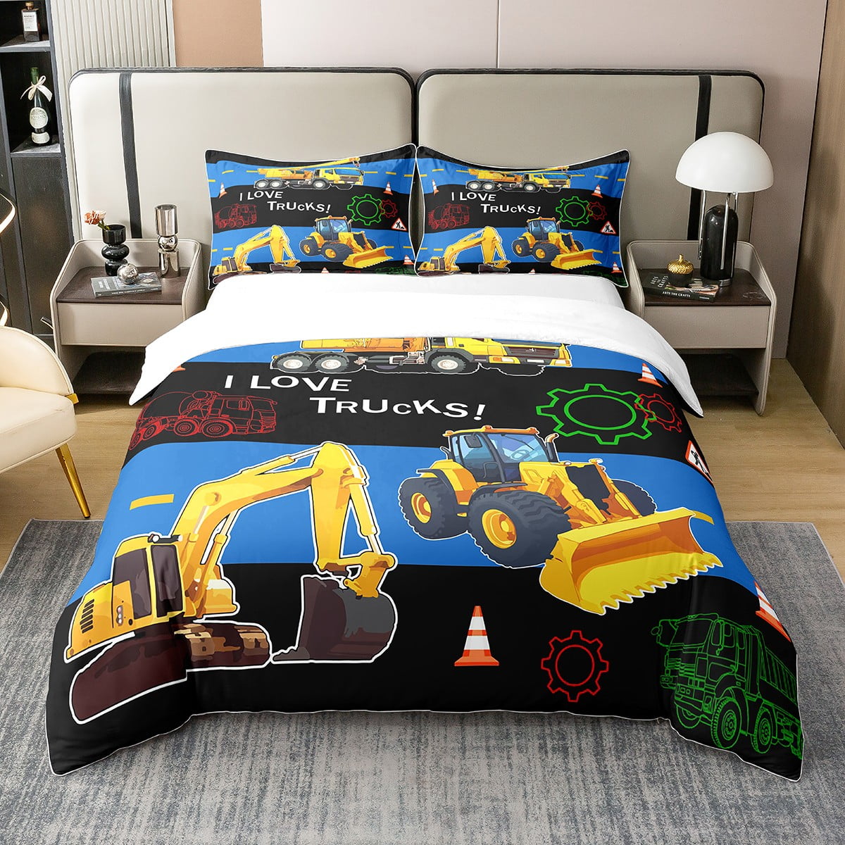 Erosebridal Yellow Tractor 100% Cotton Duvet Cover Twin Size ...