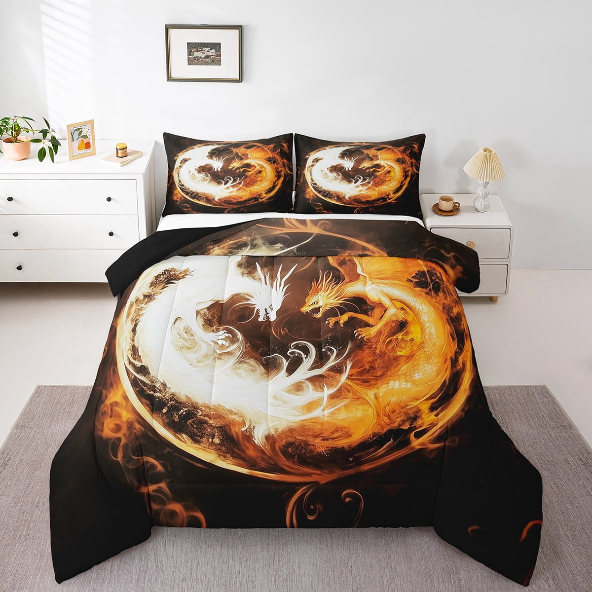 Erosebridal Yin Yang Comforter Sets Queen Size,Japanese Style Bedding ...