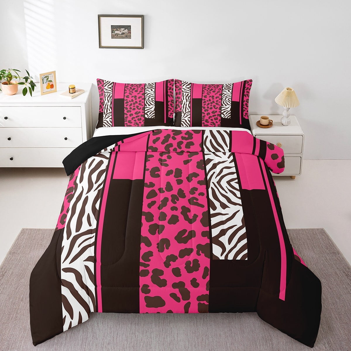 Erosebridal Zebra Leopard Print Bedding Sets King with Comforter ...