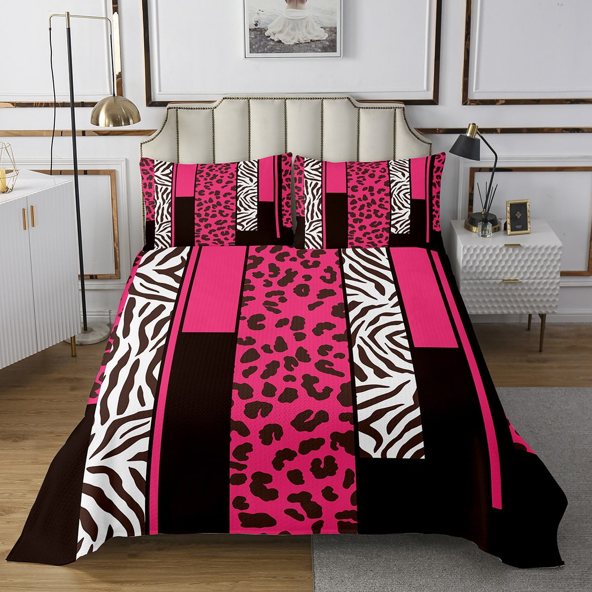 Erosebridal Zebra Leopard Print Bedspread Sets King Size, Rectangle ...