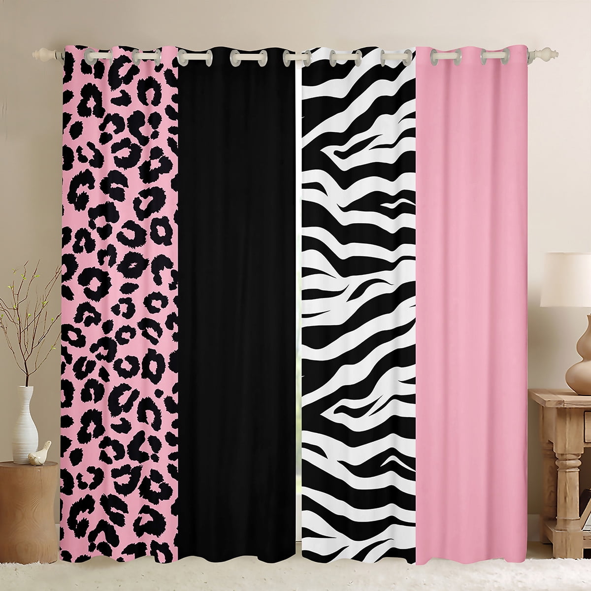 Erosebridal Zebra Leopard Print Curtains and Drapes (38x45), Rectangle ...
