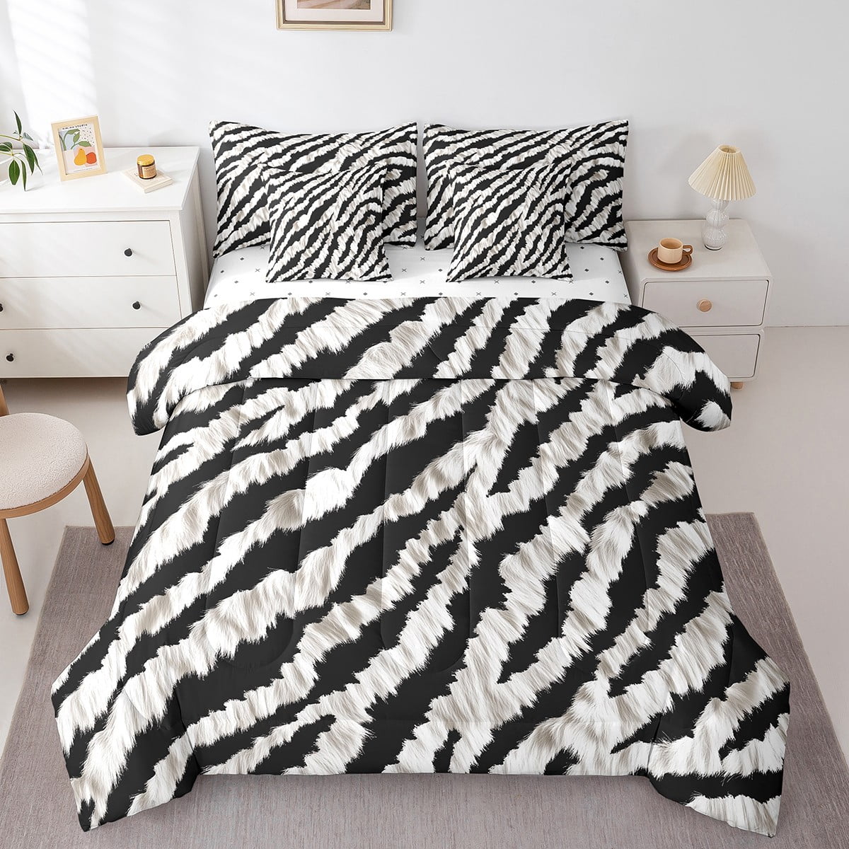 Erosebridal Zebra Print Bed in a Bag Queen size, Rustic Animal Bed Set ...