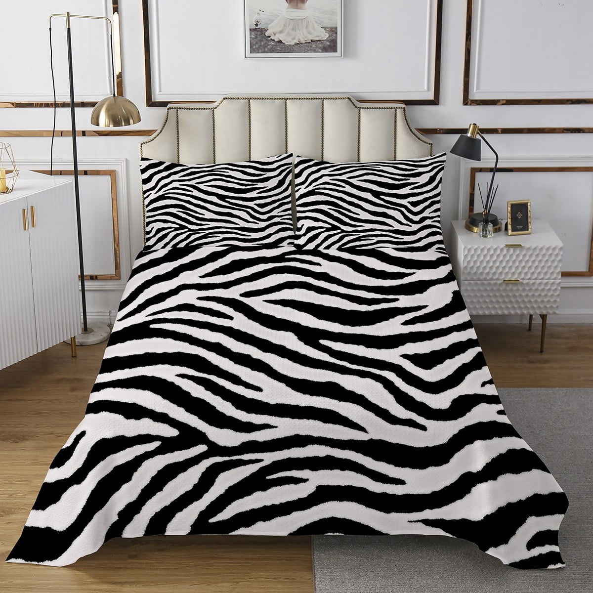 Erosebridal Zebra Print Bedspread Sets Queen Size, Farmhouse Animals ...