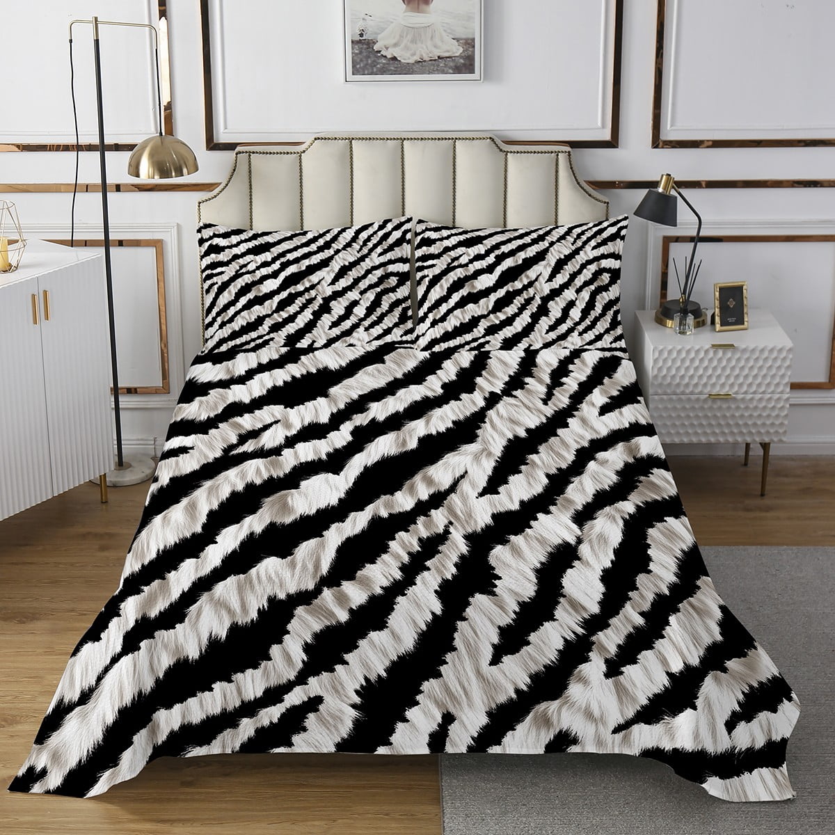 Erosebridal Zebra Print Quilt Sets for King Size Bed, Rustic Animal Bed Set, Zebra Room Decor, 3 ...