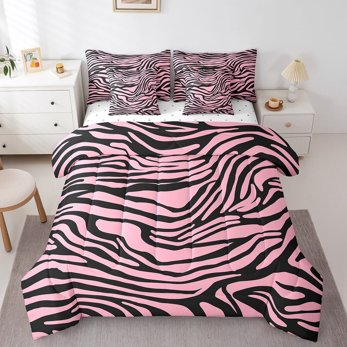Erosebridal Zebra Stripes Bedding Queen Size,Animal Print Comforter ...
