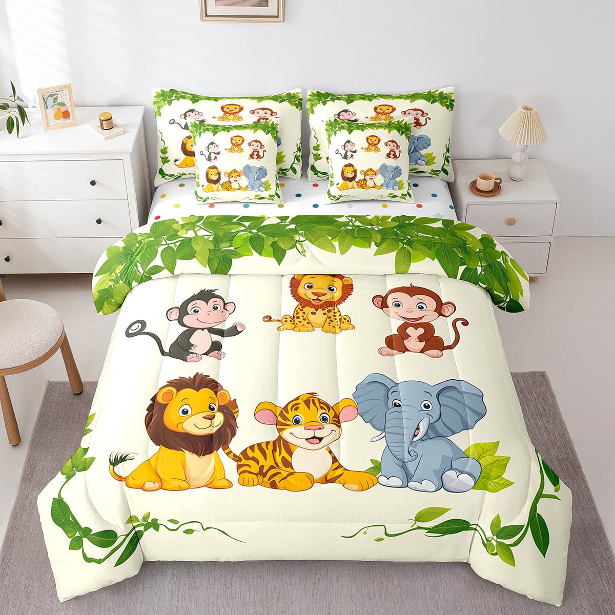 Erosebridal Zoo Animal Bedding Sets King Size, Lion Tiger Comforter ...