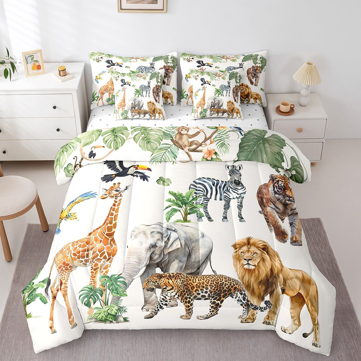 Erosebridal Zoo Animal Bedding Sets Twin Size,Lion Tiger Monkey ...