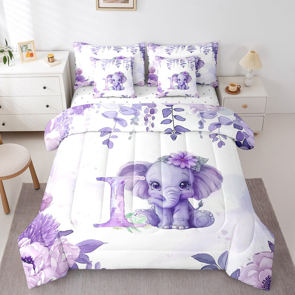 Erosebridal Zoo Animal Elephant Bed in a Bag Queen Size,Letter I Bed ...