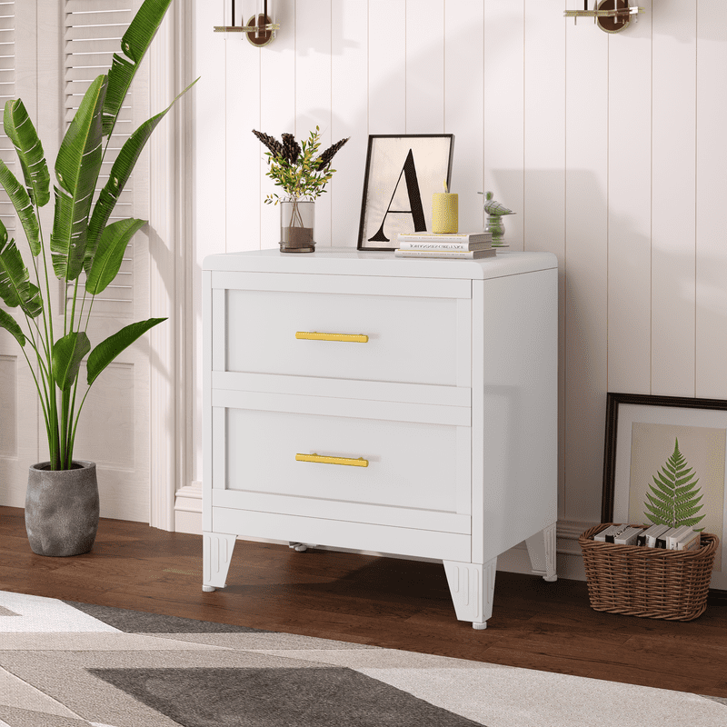Erosoei Modern Metal Nightstand 2 Drawer Dresser for Bedroom - Walmart.com