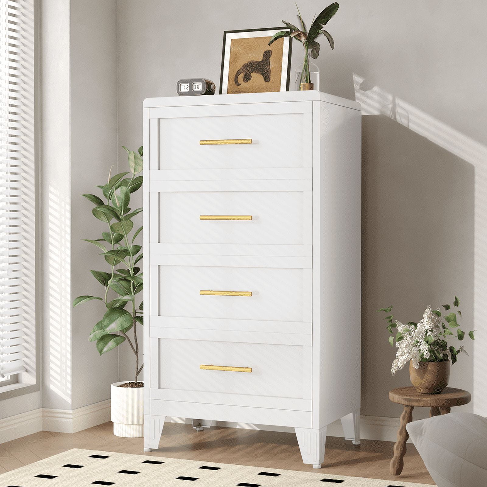 Erosoei Modern Metal Nightstand 4 Drawer Dresser for Bedroom - Walmart.com