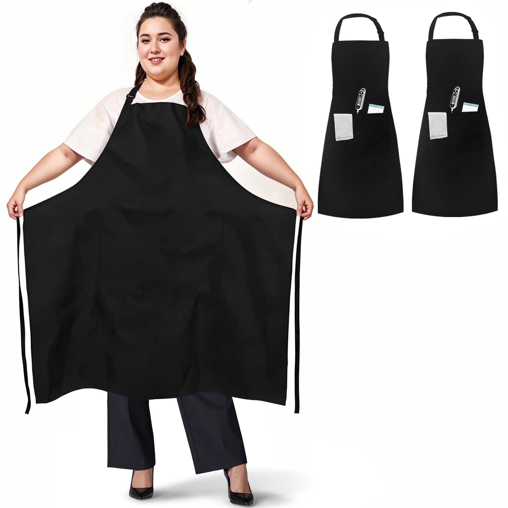 Erpangdo 2 Pack Plus Size Apron - Unisex Professional Work Apron ...