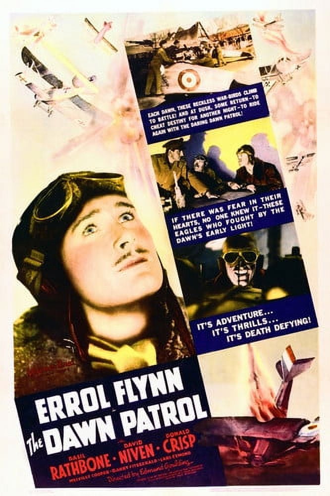 Errol Flynn and David Niven and Basil Rathbone in The Dawn Patrol 24x36 ...
