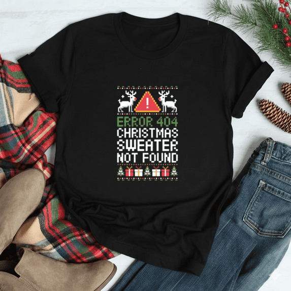Error 404 Holiday Sweater Not Found Pixel Meme Style Art Unisex T-Shirt ...