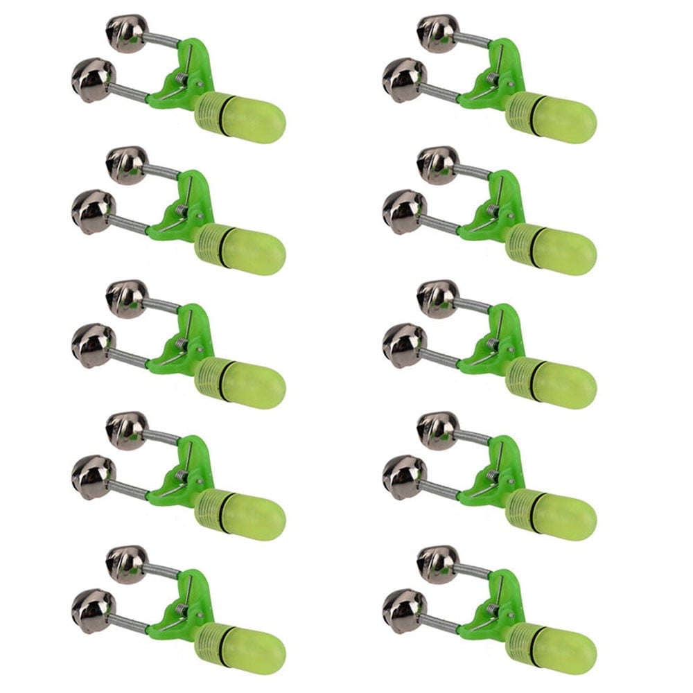 Ersazi 10PCS LED Night Fishing Rod Bait Alarm Light Twin Bells Clip ...