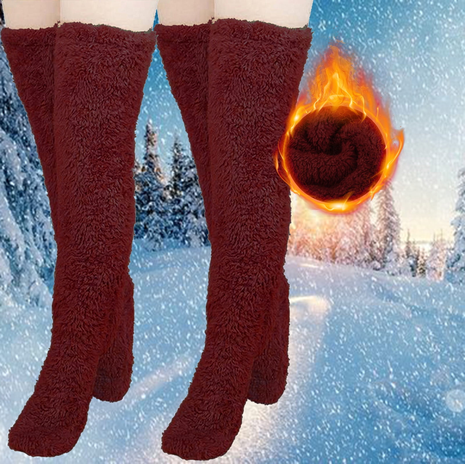 Ersazi Ankle Compression Socks High Fuzzy Socks Over Knee Winter Leg ...