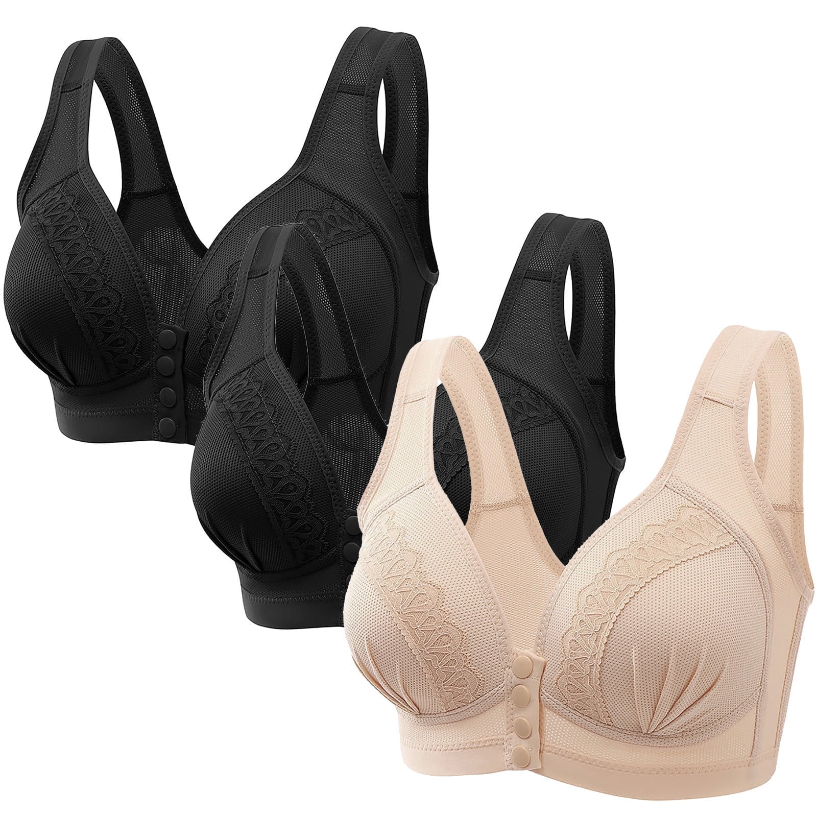 Ersazi Comfortable Bras for Women 3Pc Ladies Traceless Comfortable No ...
