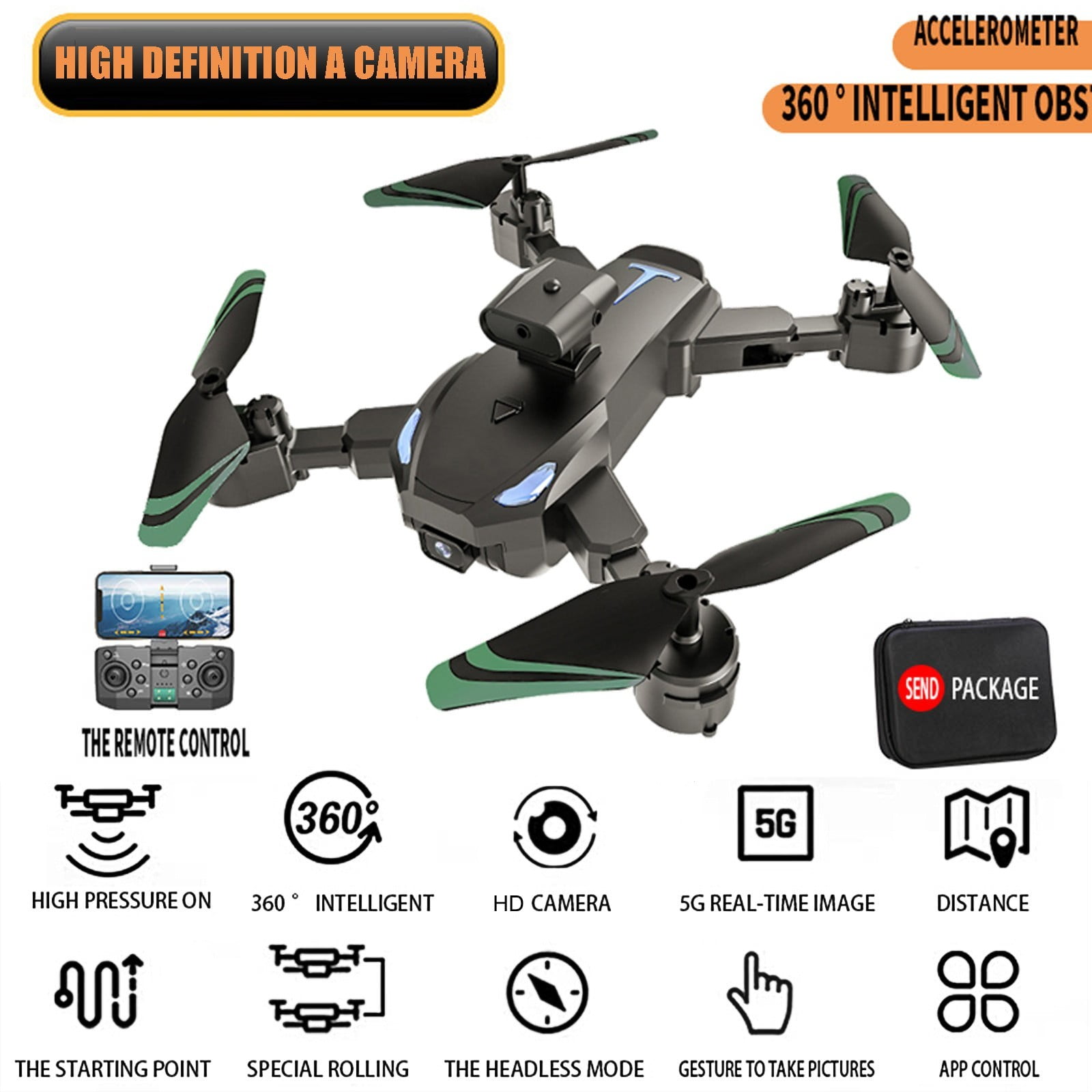 Ersazi Drone With Camera 6K,Obstacle Avoidance Foldable Hd Lens Drone ...