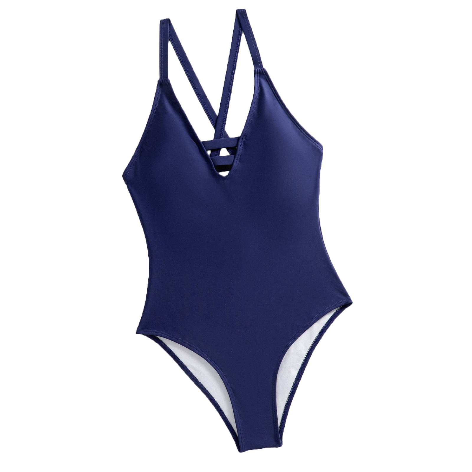 Ersazi One Piece Swimsuit Women Backless Solid Color Cut Out Deep V