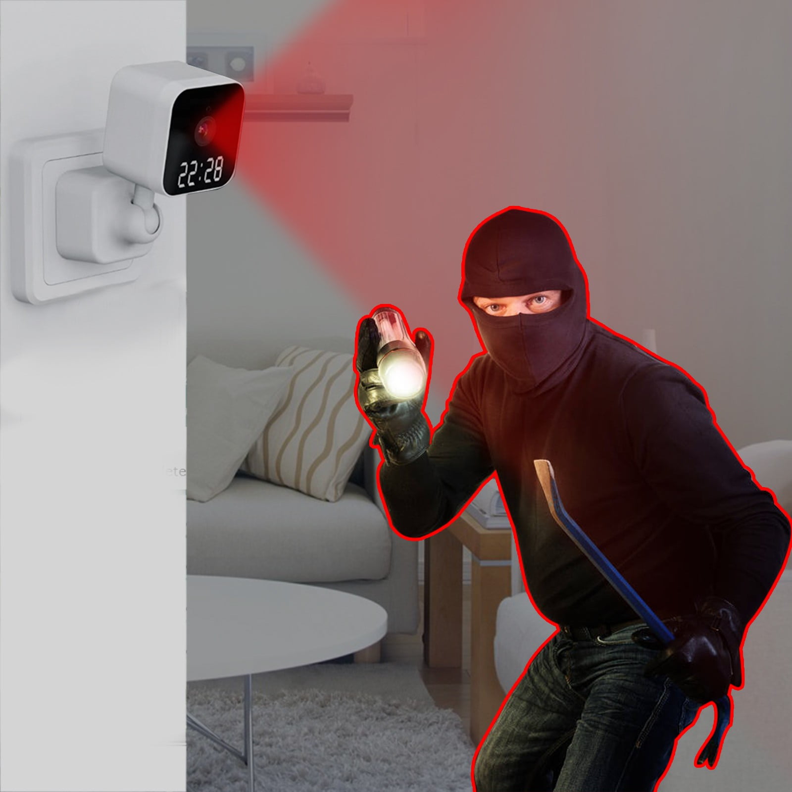 Ersazi Wireless Camera Indoor Clock Display Camera Two-Way Voice ...