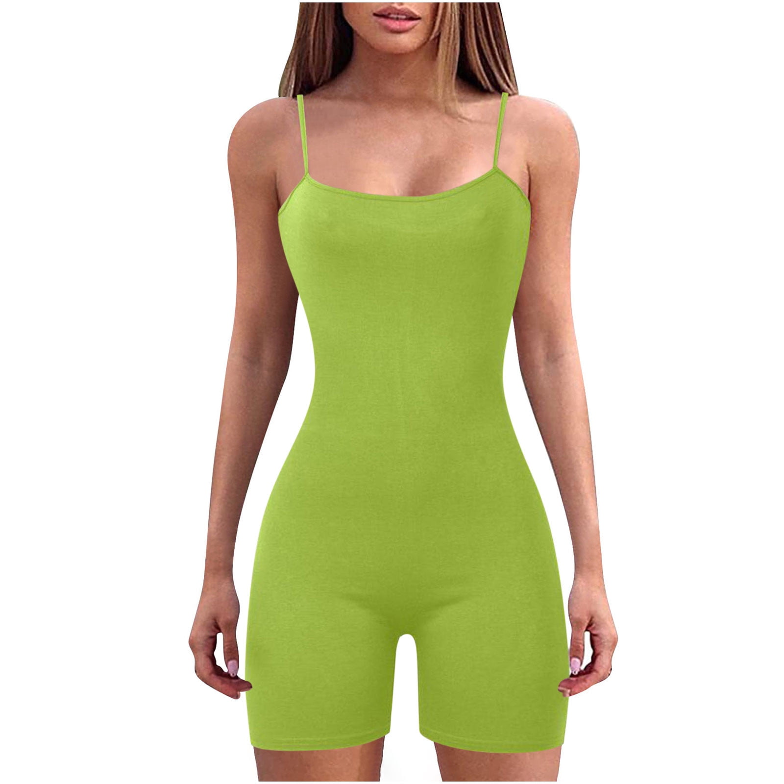 Ersazi Womans Shorts Round Neck Shoulder Sling Jumpsuit Color Jumpsuit ...