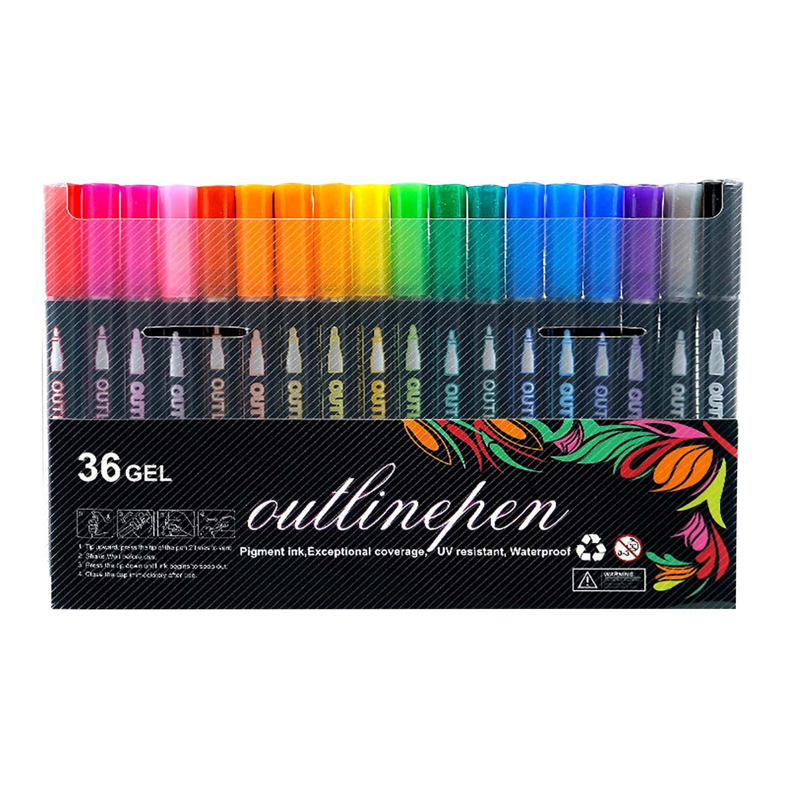 Ersvoioy 12 Colors Double Line Outline Markers Outline Metallic Markers ...