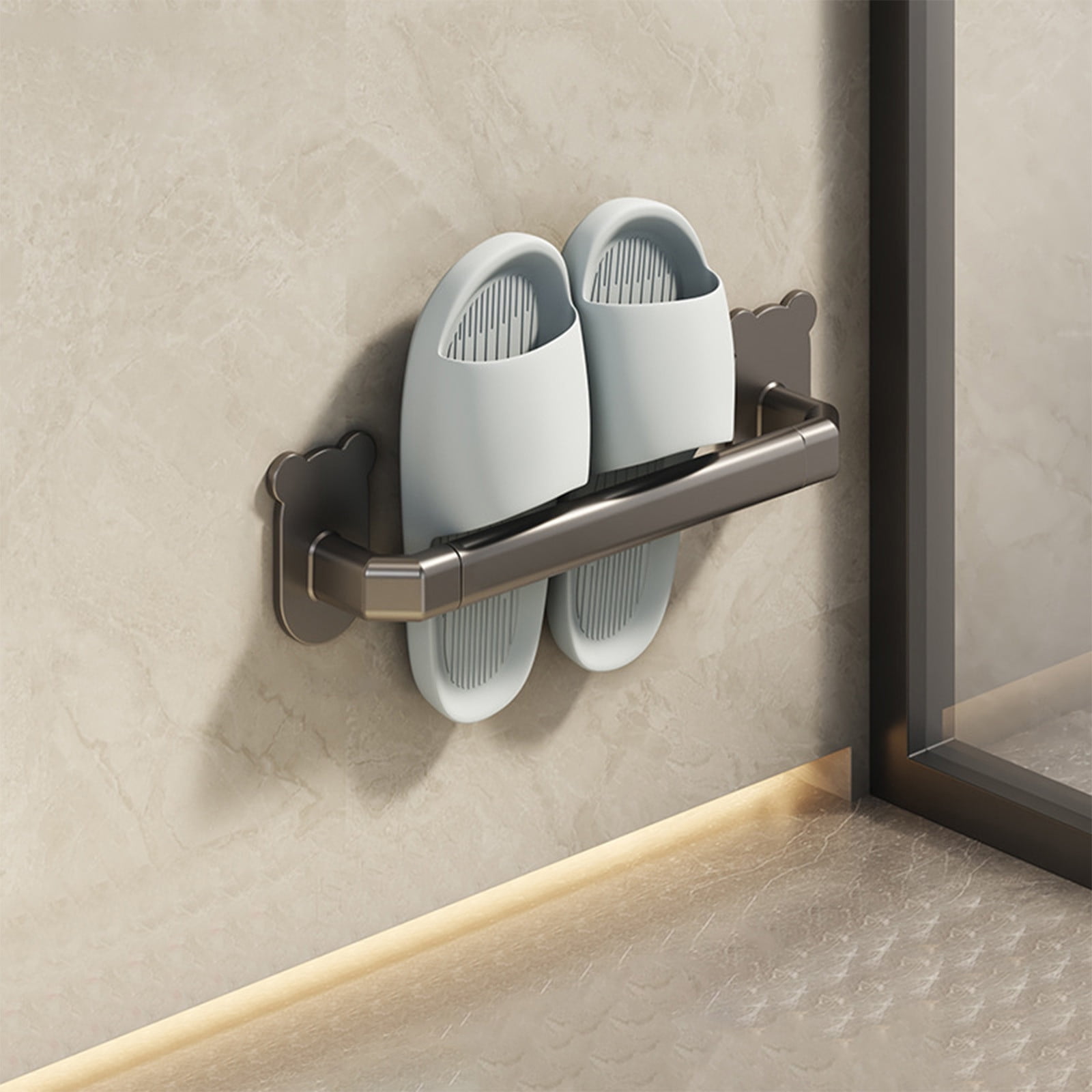 Ersvoioy Bathroom Slipper Rack Wall Mounted No Punch Bathroom Wall Door ...