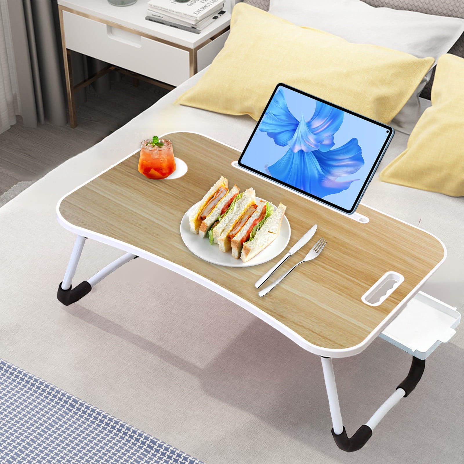 Ersvoioy Foldable Laptop Bed Table, Portable Lap Desk Bed Table Tray ...